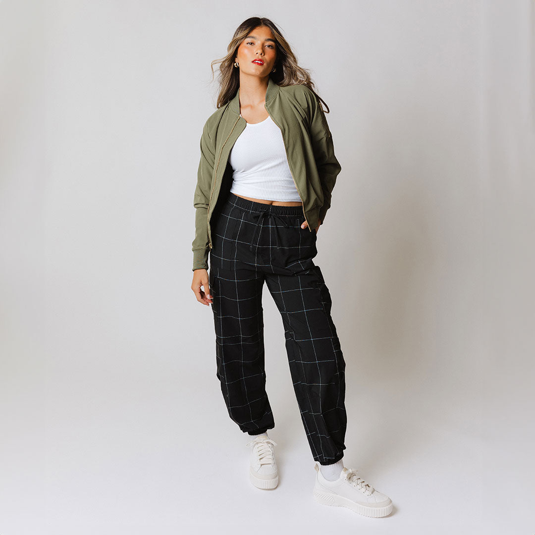 Jetsetter Cargo Joggers, Black Windowpane - Albion Fit