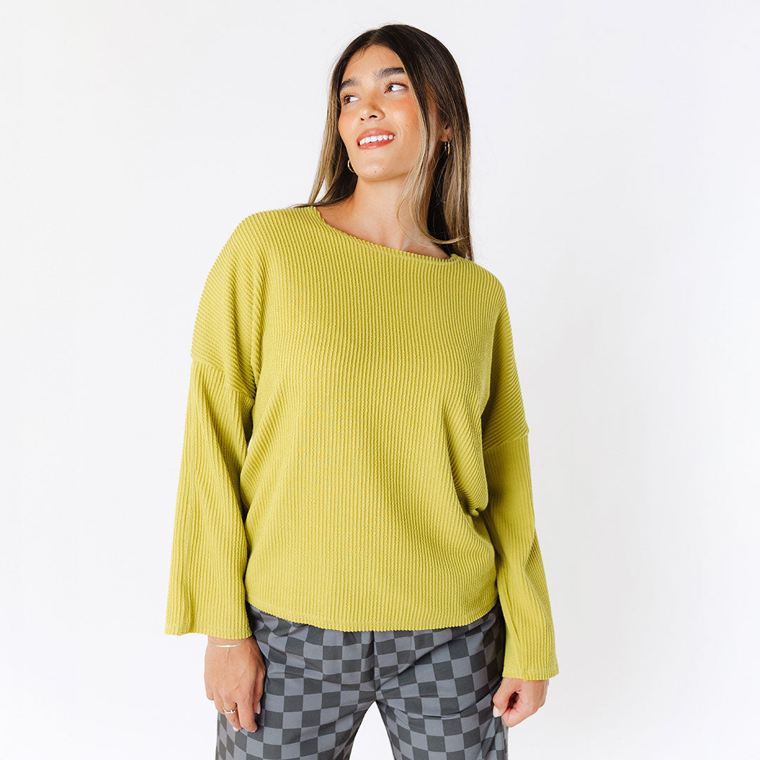 Sabrina Ribbed Pullover, Chartreuse - Albion Fit