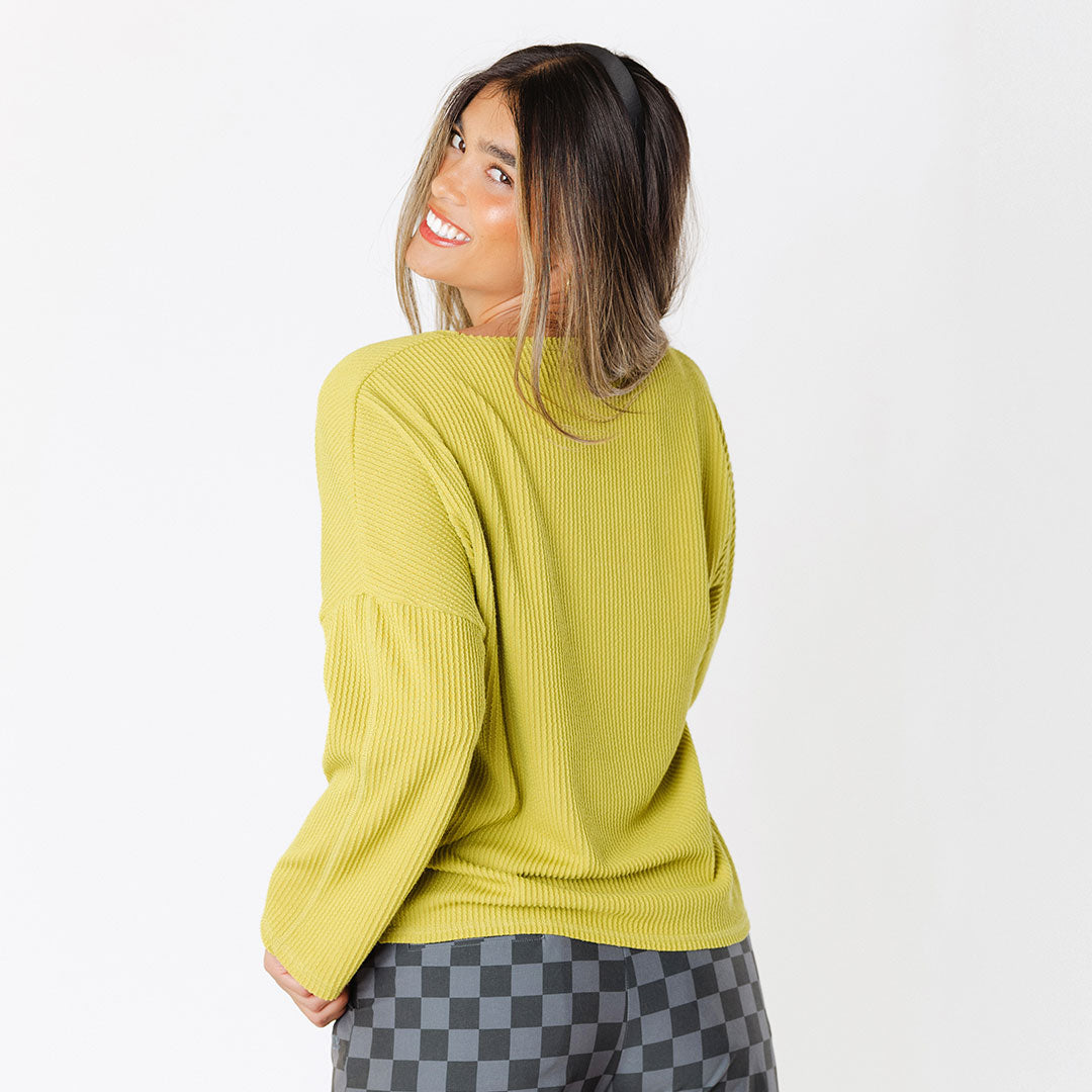 Sabrina Ribbed Pullover, Chartreuse - Albion Fit