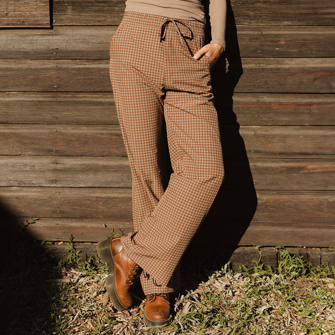 Audrey Trouser, Cinnamon Check - Albion Fit