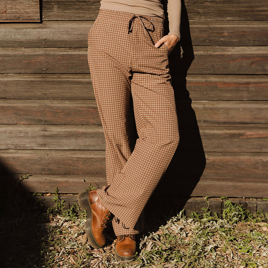Audrey Trouser, Cinnamon Check - Albion Fit