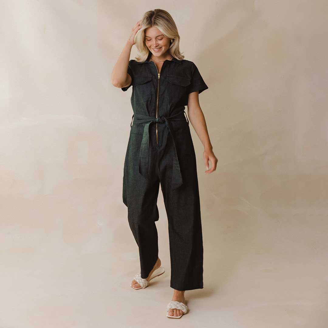 City Jumpsuit, Black Denim - Albion Fit