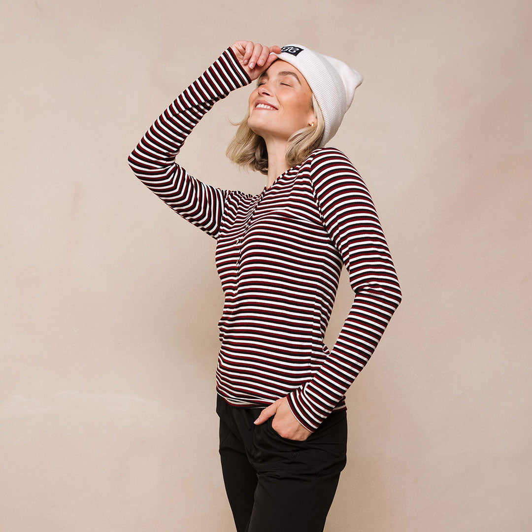 Henley, Burgundy Stripe - Albion Fit