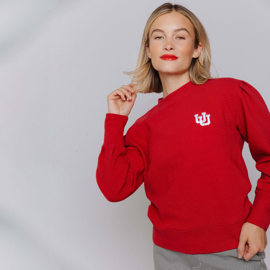 Utah Atlas Ribbed Sweater, Crimson - Albion