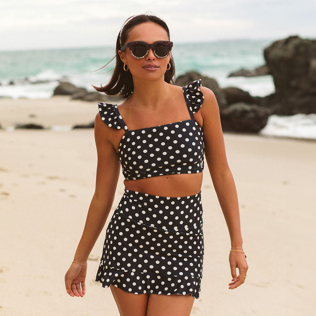 Black Polka Dot Bella Crop Top - Albion