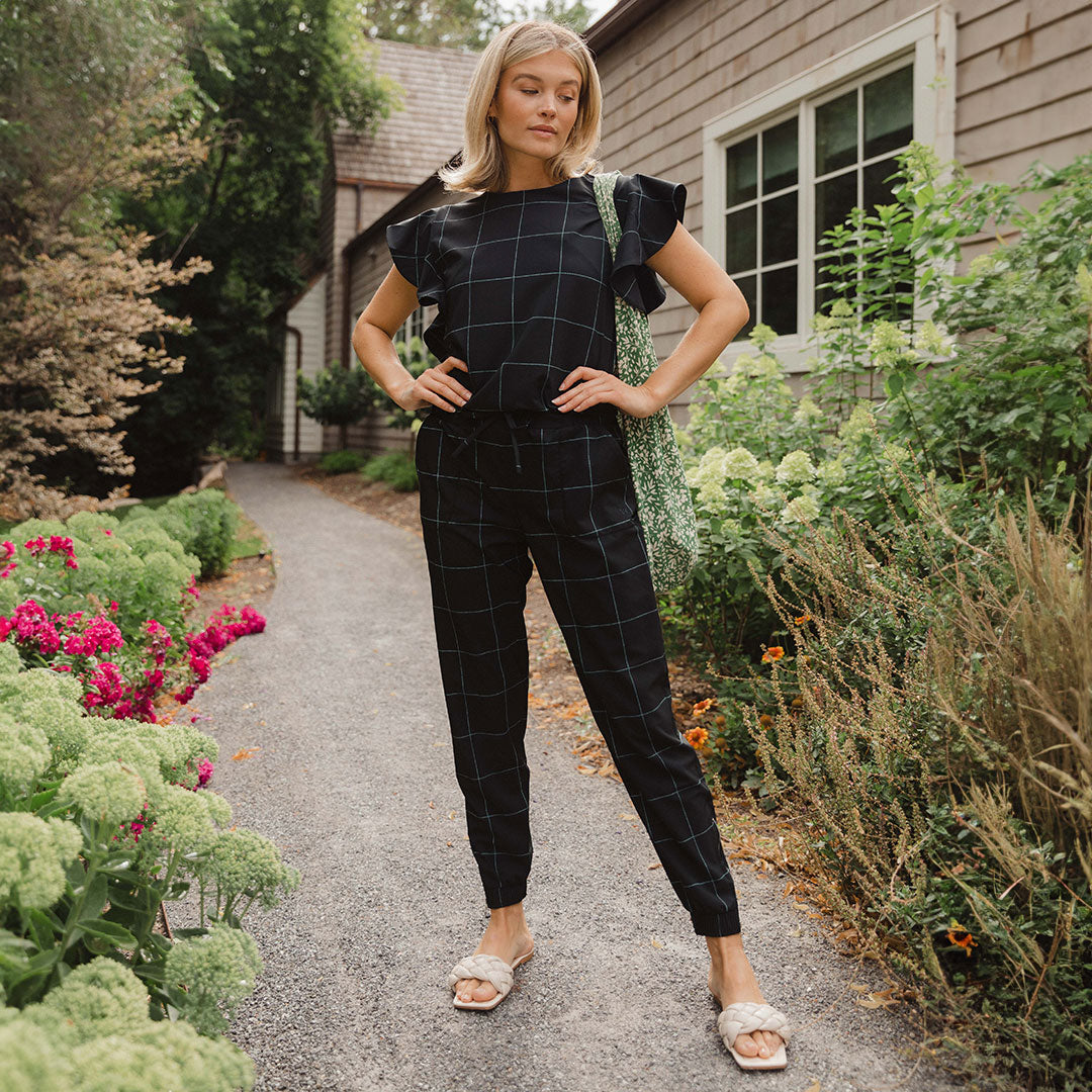 9 to 9 Jumpsuit, Black Windowpane - Albion Fit