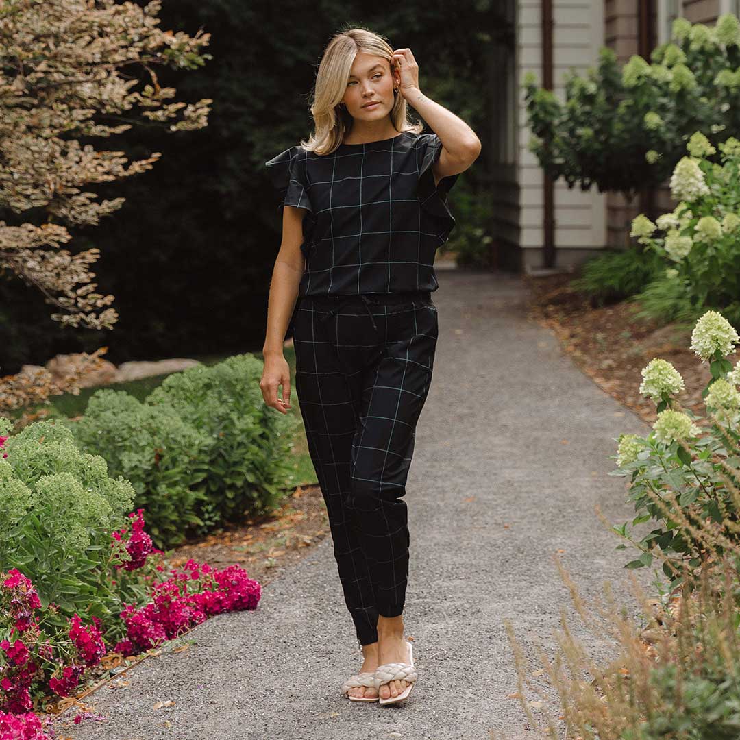 9 to 9 Jumpsuit, Black Windowpane - Albion Fit