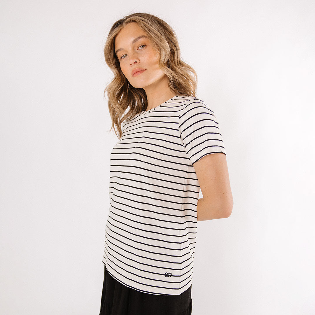 Basic Tee, Black Venice Stripe - Albion Fit