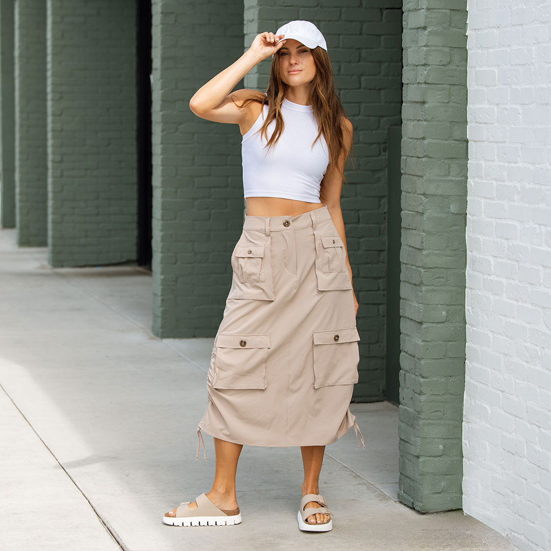 Maxi Cargo Skirt, Cobblestone - Albion Fit