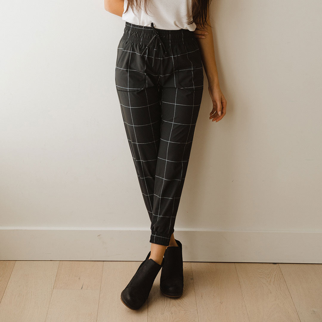 Destination Joggers, Black Windowpane - Albion Fit