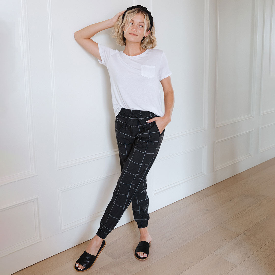 Destination Joggers, Black Windowpane - Albion
