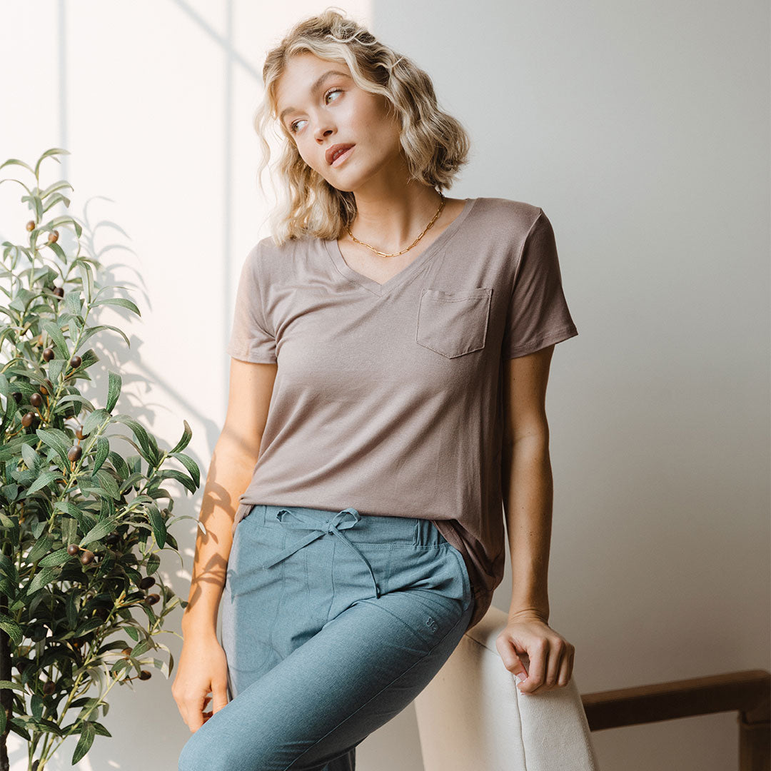 Women's Basic Tee, Toffee Crew Shirt - Albion