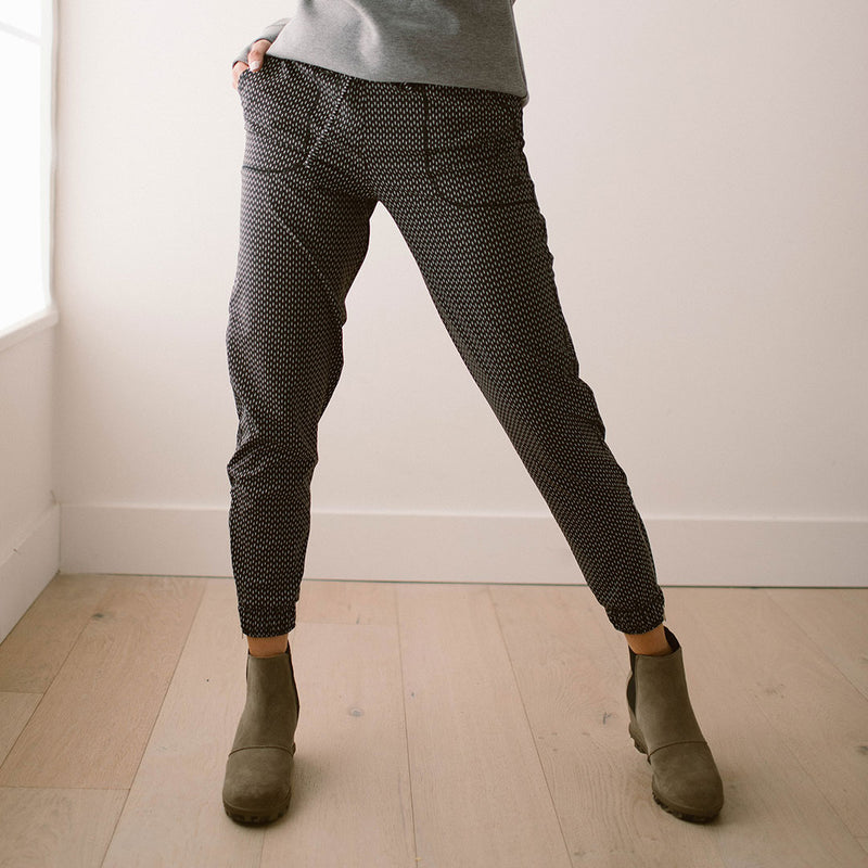 Dash Jetsetters - Women's Black Print Joggers for Work and Play - Albion